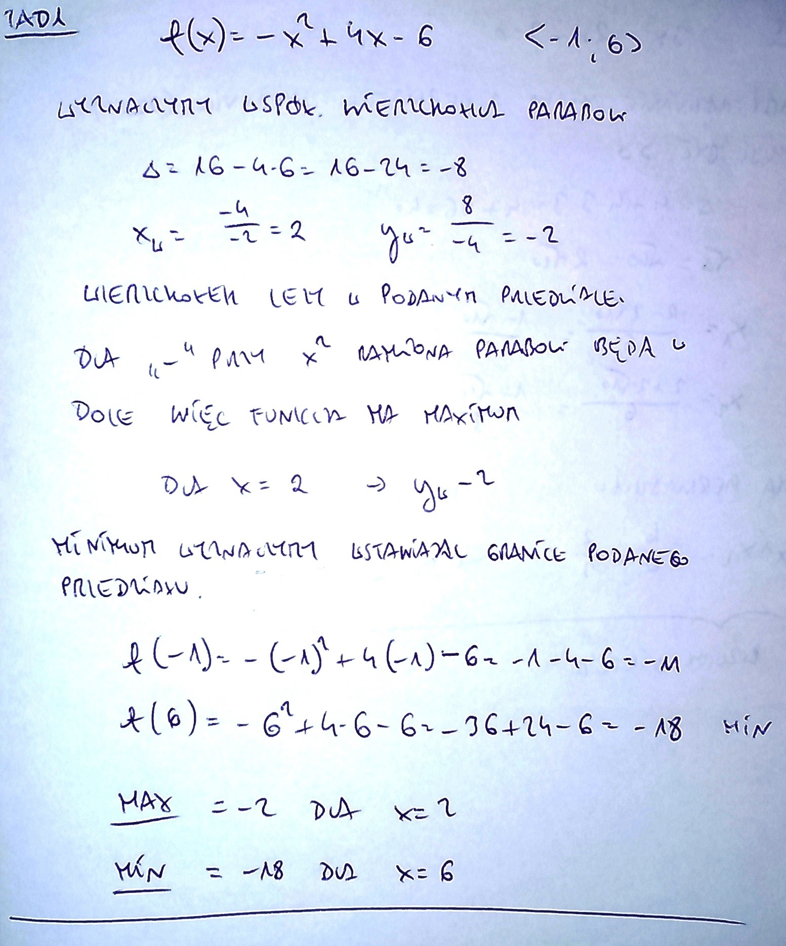 Wzory vieta, itp. Zadania w załączniku, trochę rozmazane. Zad1... - Zaliczaj.pl
